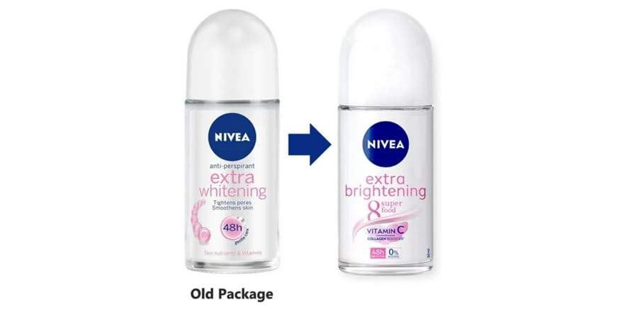 3PK Nivea Deodorant Whitening Extra Care 48h Roll-on: 50 Ml.