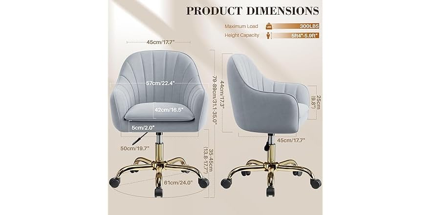 BestEve W0893 Vanity Chair with Wheels 3