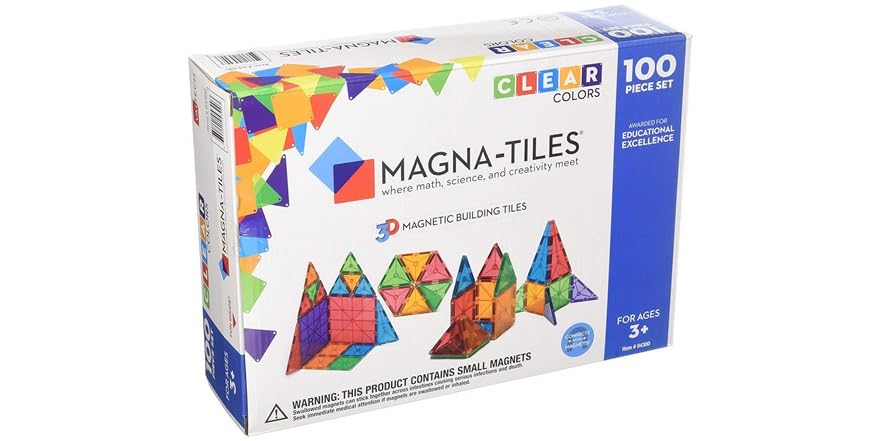 Magna-Tiles Clear Colors 100 Piece Set
