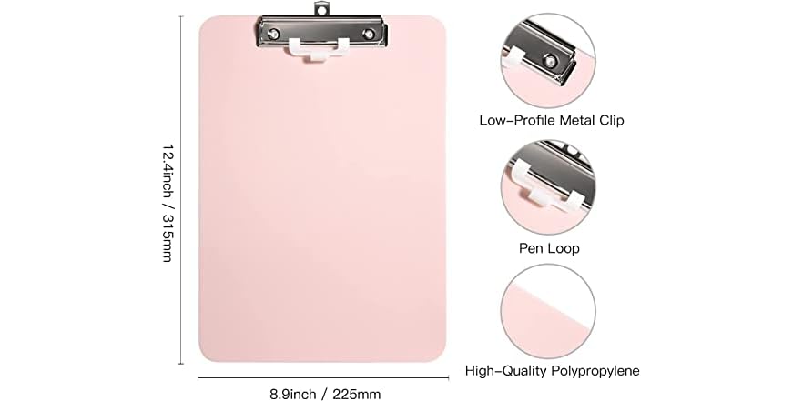 Plastic Clipboard, Pink