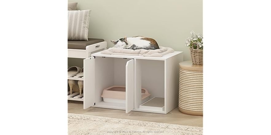 Furinno Peli Litter Box Enclosure, Small, Solid White