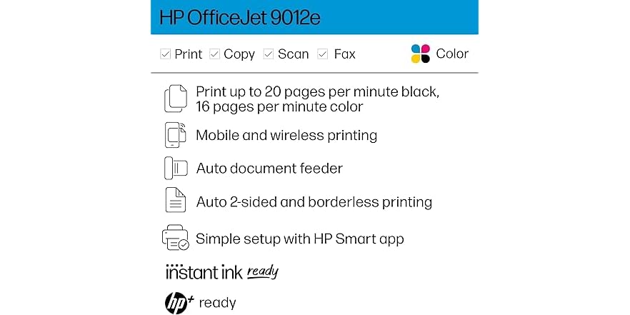 HP OfficeJet 9012e Color Wireless Printer