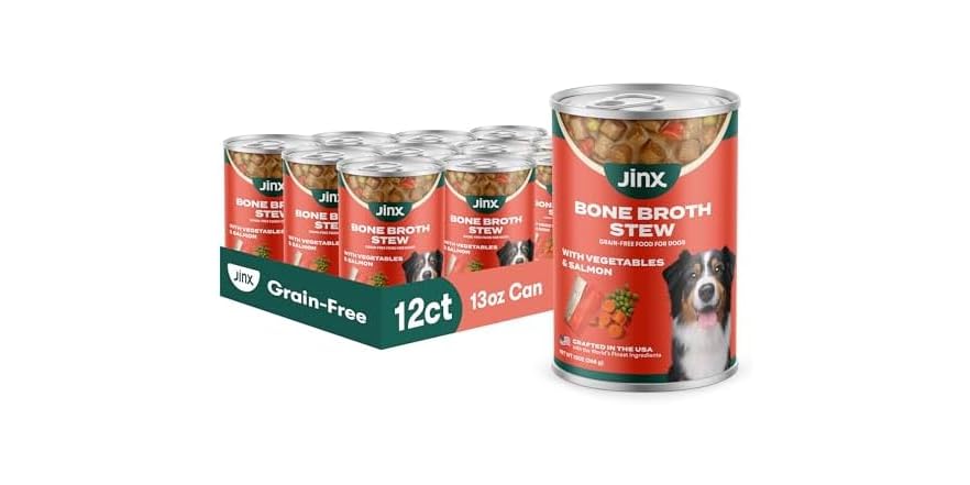 12PK Jinx Bone Broth Stew for Dogs - Salmon & Veggie
