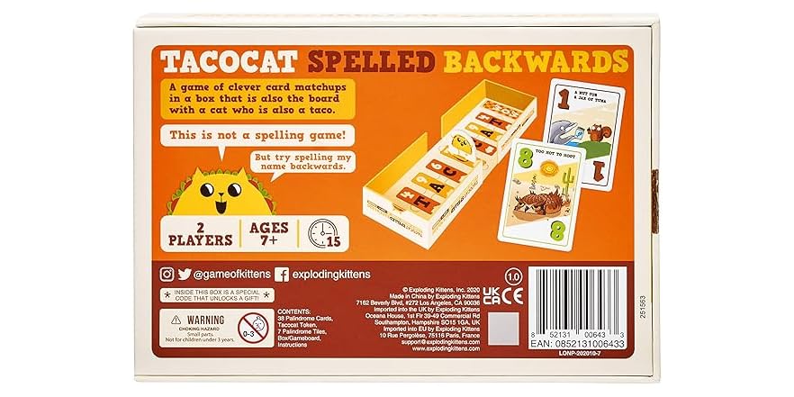 Exploding Kittens Tacocat Spelled Backwards