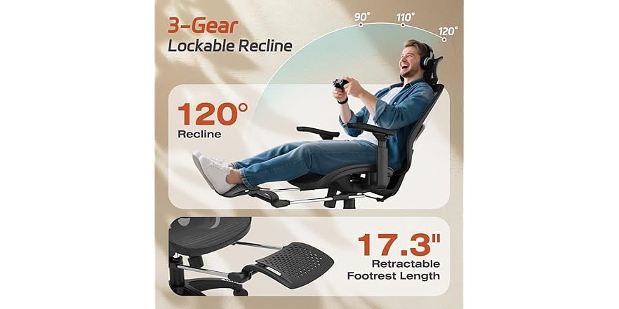 NexHut office chair with lumbar support (Open Box)