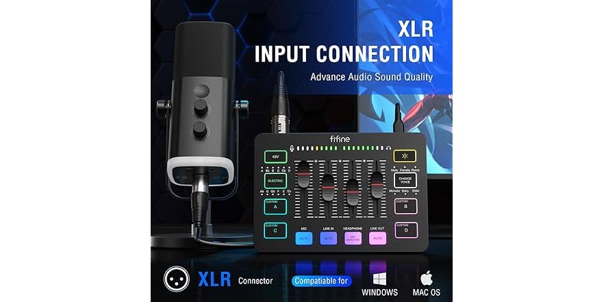 Gaming Audio Mixer, Streaming RGB PC Mixer