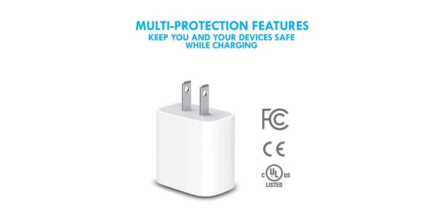 (3 Pack) Aduro 18W USB-C PD Fast Wall Charger