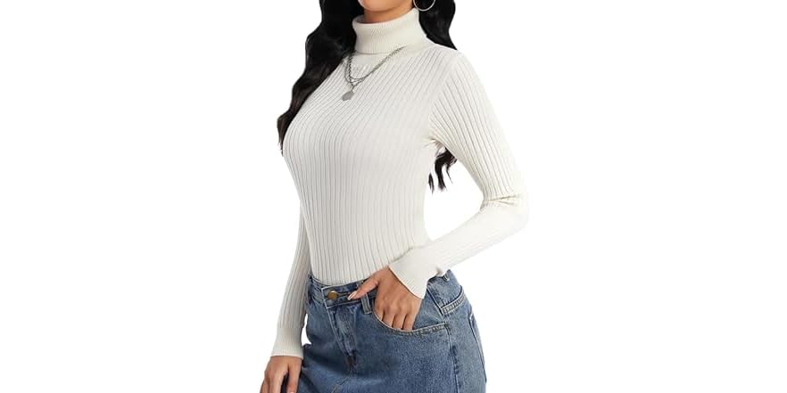 Ribbed Knitted Turtleneck Sweater