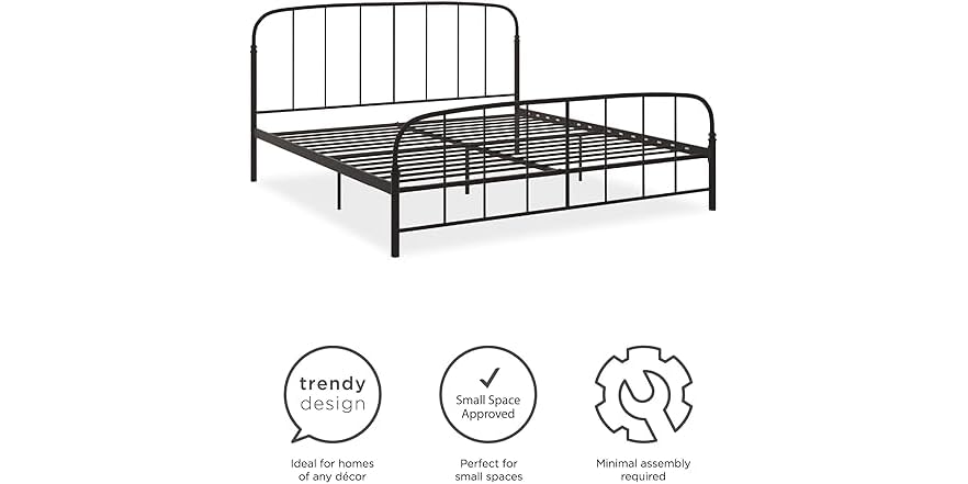 DHP Lafayette Metal Platform King Bed with Rustic Style