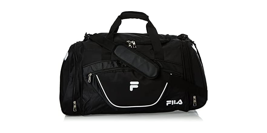 Fila Acer Large Sport Duffel Bag, Black/White