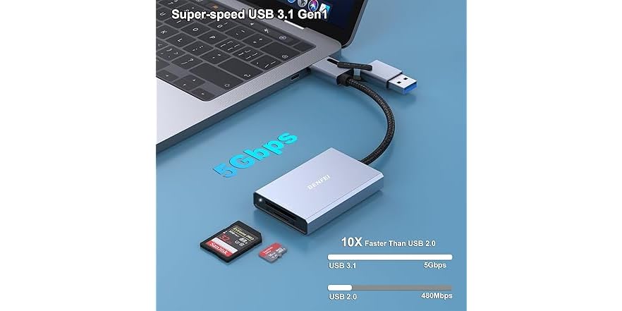 BENFEI 2-in-1 Memory Card Reader