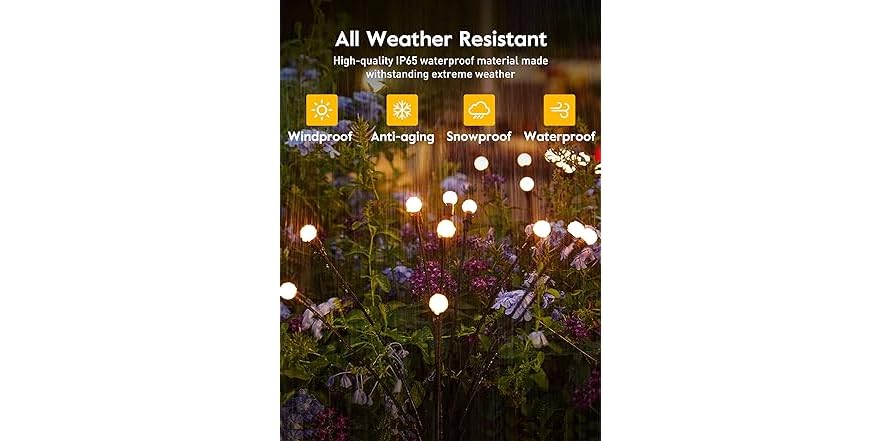 4-Pack 12 LED Firefly Solar Outdoor Lights
