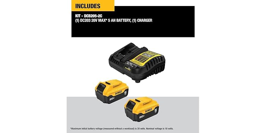 DEWALT DCB205-2C 20V MAX Battery 2-Pack & Charger