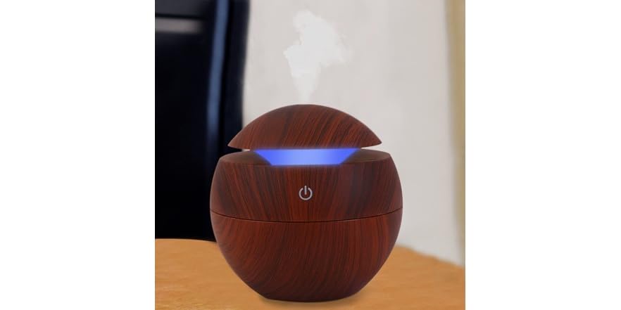 Mocha Wood Grain Aroma Mini Diffuser w/ LED Lights
