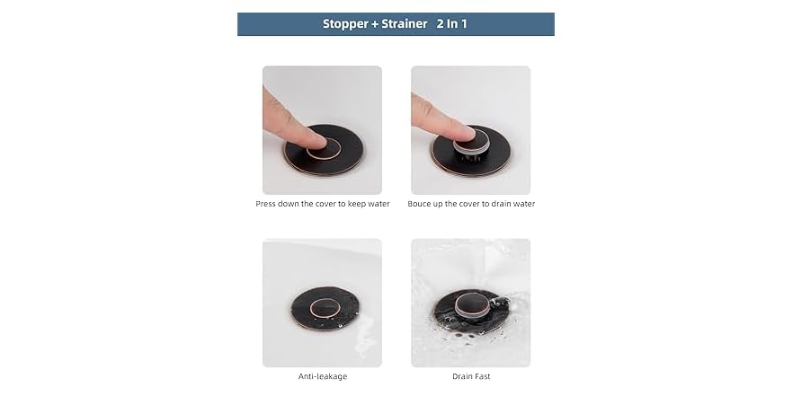 2 Pack Universal Bathroom Sink Stopper
