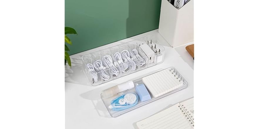 2 PC Clear Plastic Cable Organizer Boxes