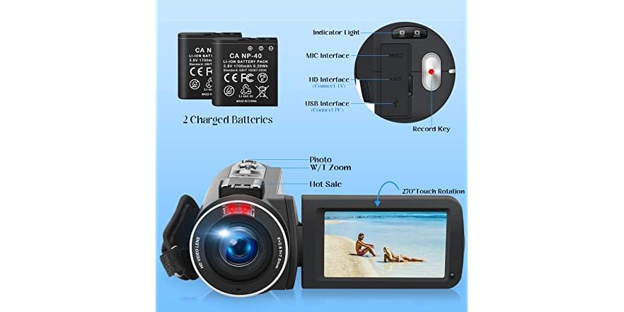 KOMERY Video Camera with Microphone 4K