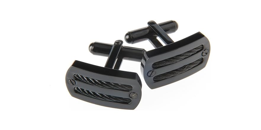 Polished Black SS Wire Cufflinks