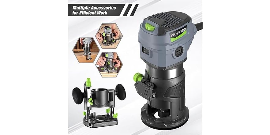 WORKPRO Compact Router Combo Kit, 6.5 Amp