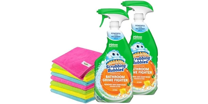 (2PK) Scrubbing Bubbles Spray + 6 Microfiber Cloths