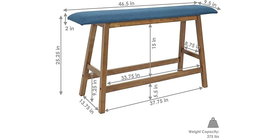 Solid Rubberwood Backless Dining Bench