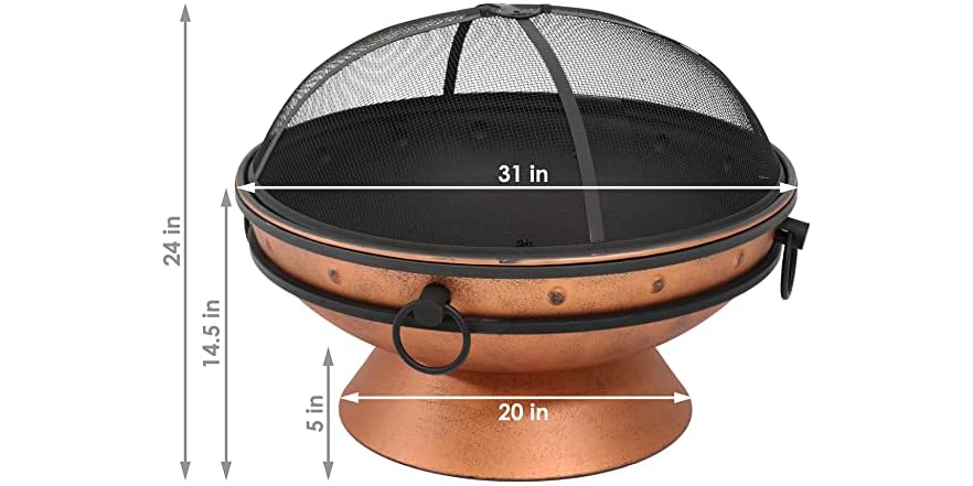 Sunnydaze Royal Cauldron Copper Fire Pit