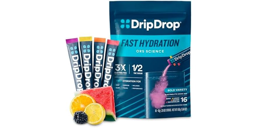 (2-Pack) DripDrop Hydration - Bold Variety,16 Sticks