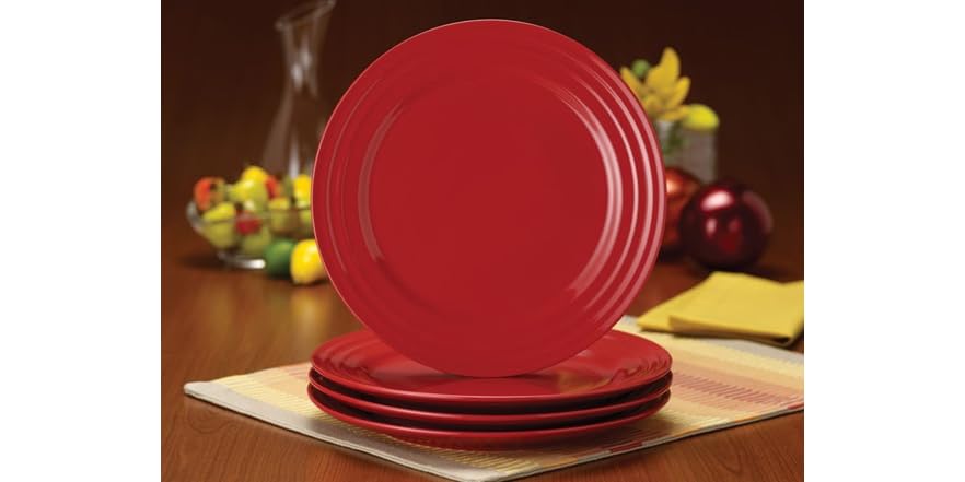 Red Dinner Plates Set of (4) 11"