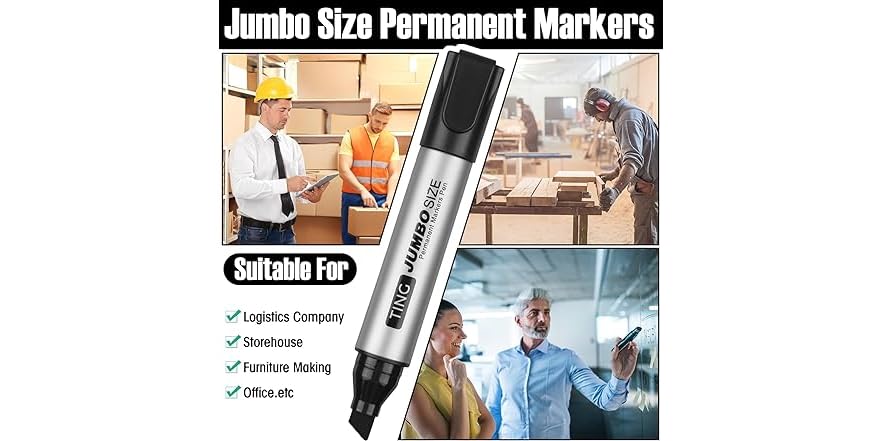 16 Pcs Jumbo Size Permanent Markers