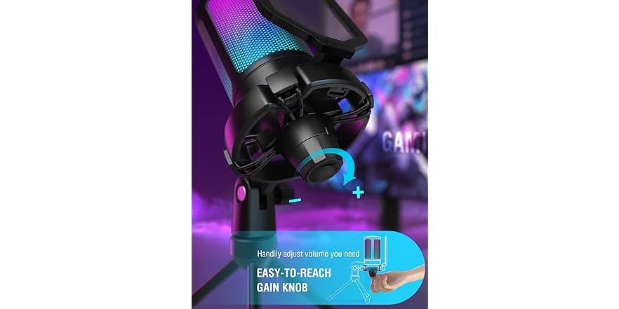 USB Pop Filter RGB Microphone With Stand