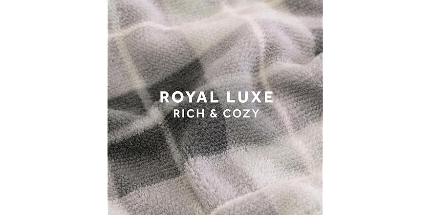 Sunbeam Royal Luxe Rodeen Plaid Grey Heated Personal Throw