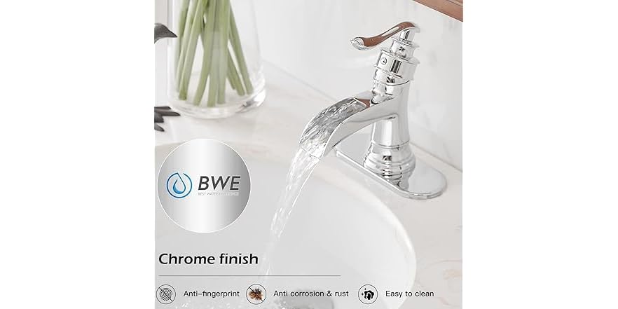 BWE Bathroom Faucet Chrome Waterfall Faucet