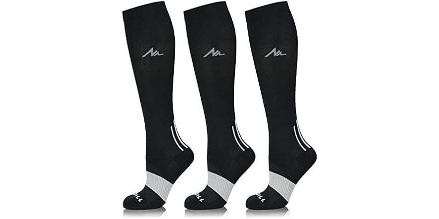 NEWZILL Black Medical Compression Socks 3PK