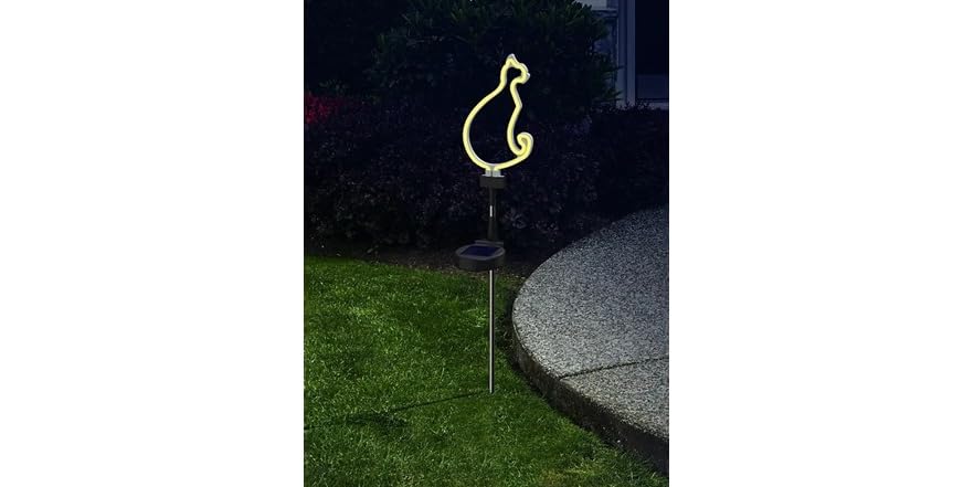 Solar Neon LED Cat Stake Lights - 2 Pack