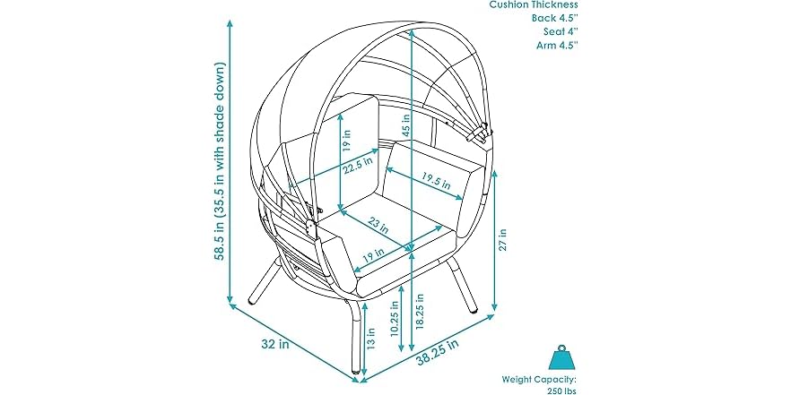 Sunnydaze Egg Chair w/ Retractable Canopy