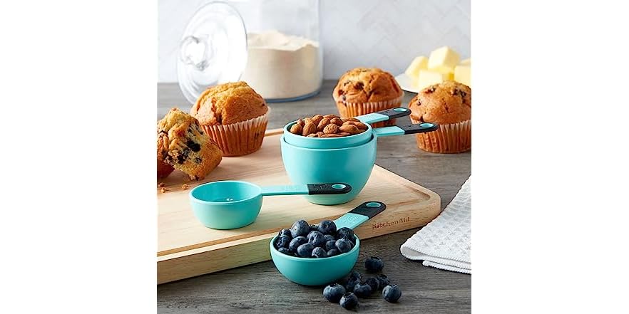 KitchenAid Classic Measuring Cups, Set of 4, Aqua Sky/Black 527443