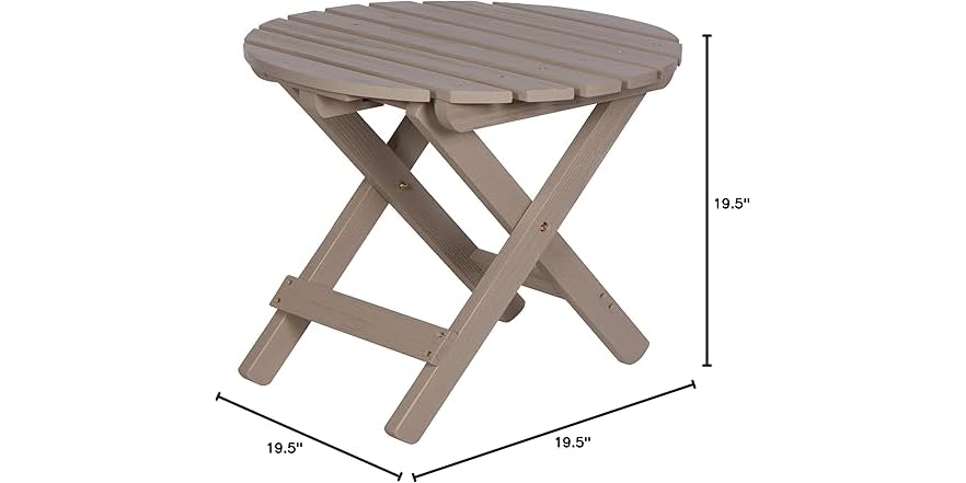 Shine Company 4118 Round Wooden Folding Side Table