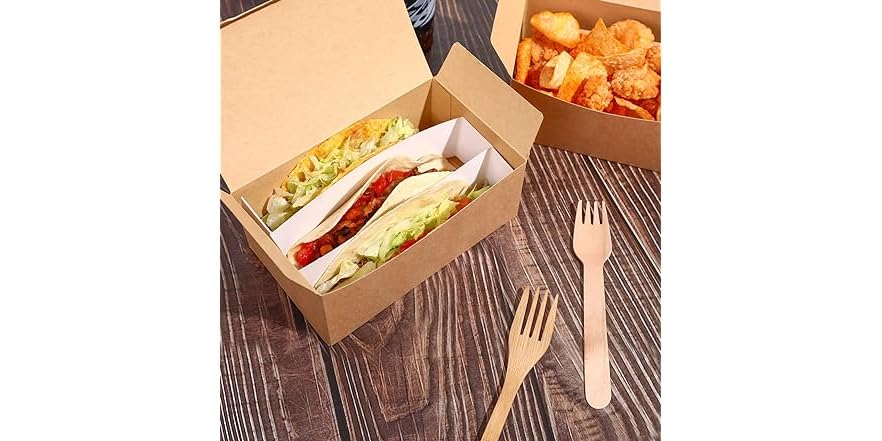 60 Pack Cardboard Taco Take Out Boxes