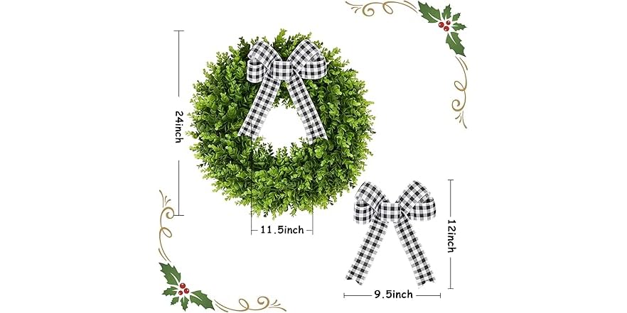 Vlorart 23inch Boxwood Wreath
