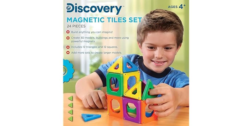 Discovery Kids 24pcs Magnetic Tile Building Blocks