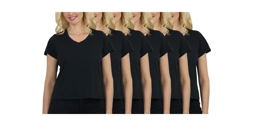 3&6Pk Womens S/S V-Neck Cotton Tee (S-2XL)