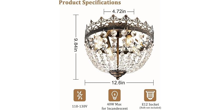 VerRon 4-Light K9 Crystal Chandelier
