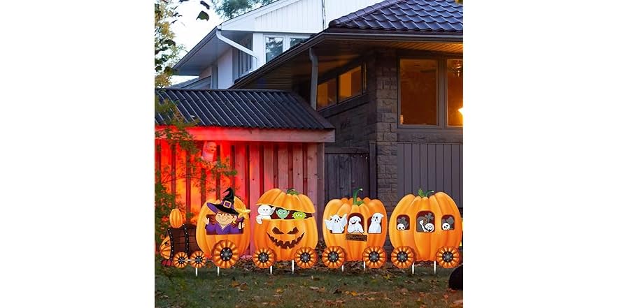 4 Pcs Halloween Pumpkin Yard Signs