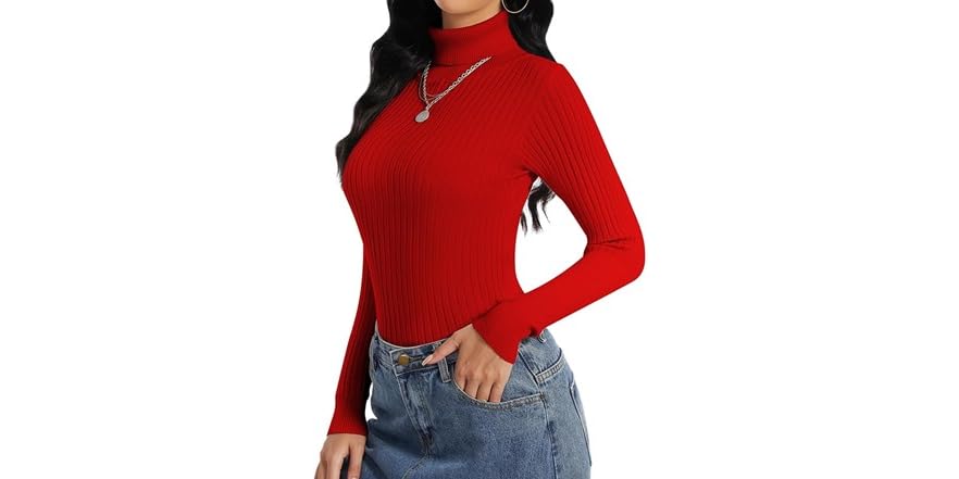 Ribbed Knitted Turtleneck Sweater