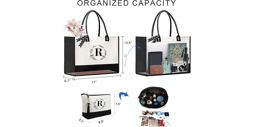 Personalized Letter Canvas Tote Bag