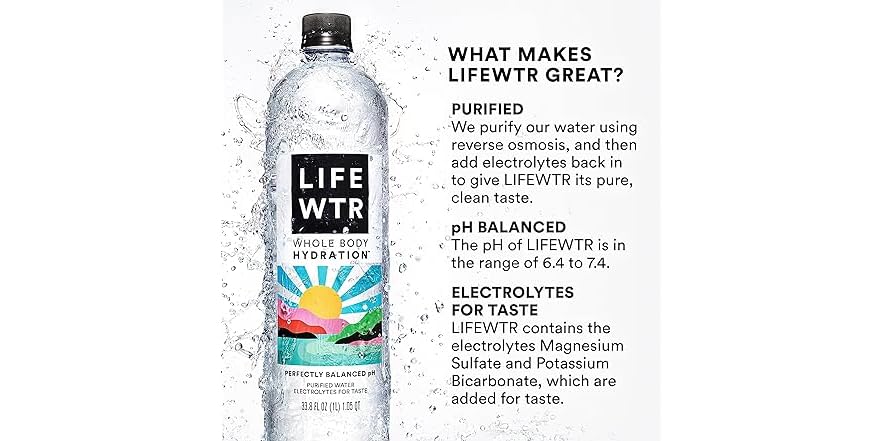 (6Pk) LIFEWTR, Premium Water,1 Liter bottles