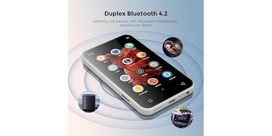 TIMMKOO 72GB MP3 Player withBluetooth White (Open Box)