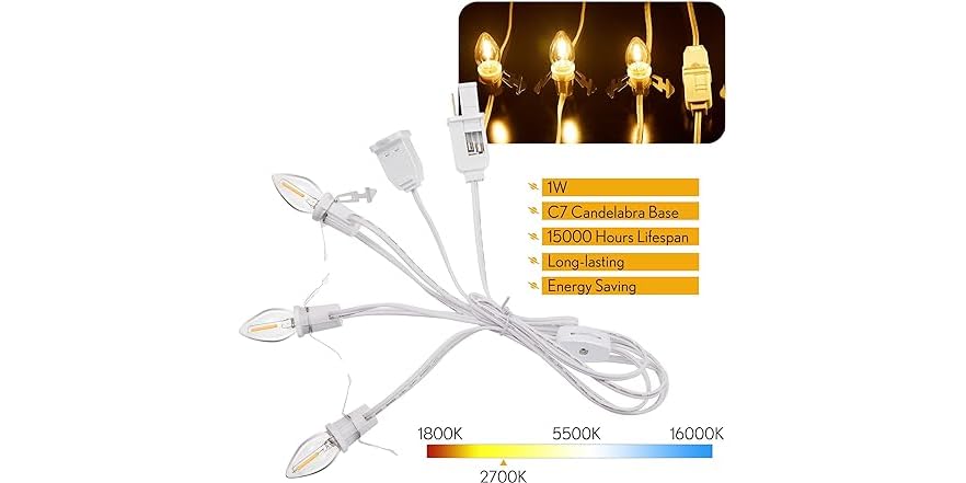 4 Pack Accessory Cord with 3 LED Lights