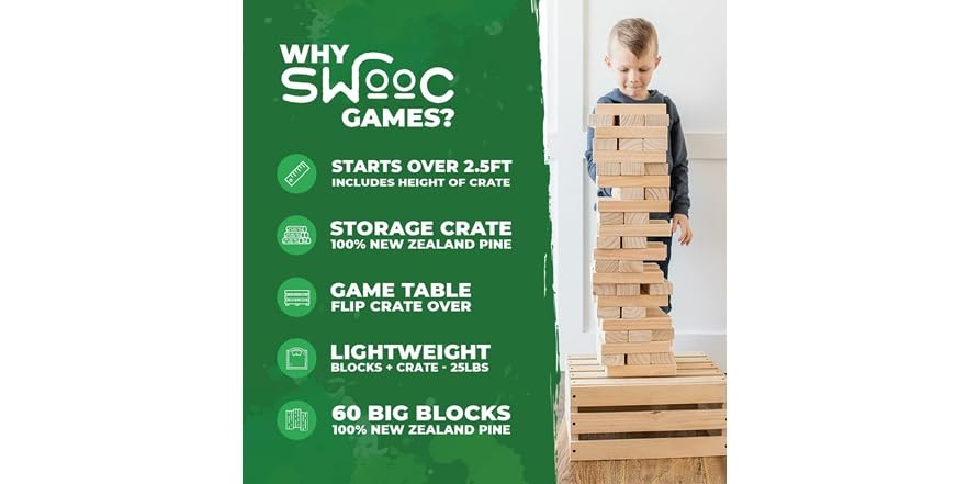 SWOOC Games Giant Tower Game | 60 Large Blocks