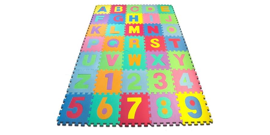 36-Piece Alphabet and Number Puzzle Mat